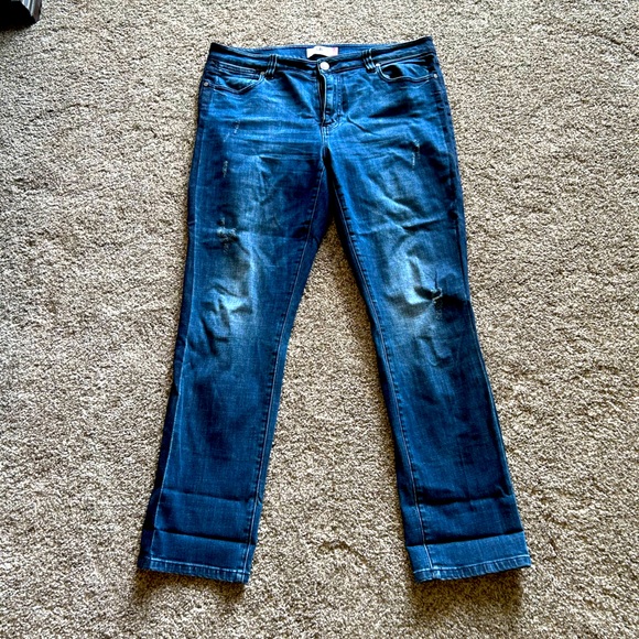 CAbi | Jeans | Cabi Size 4 Distressed Denim Straight Leg With Dark ...